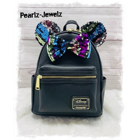 Loungefly | Bags | Loungefly Disney Minnie Mouse Sequin Black Mini ...